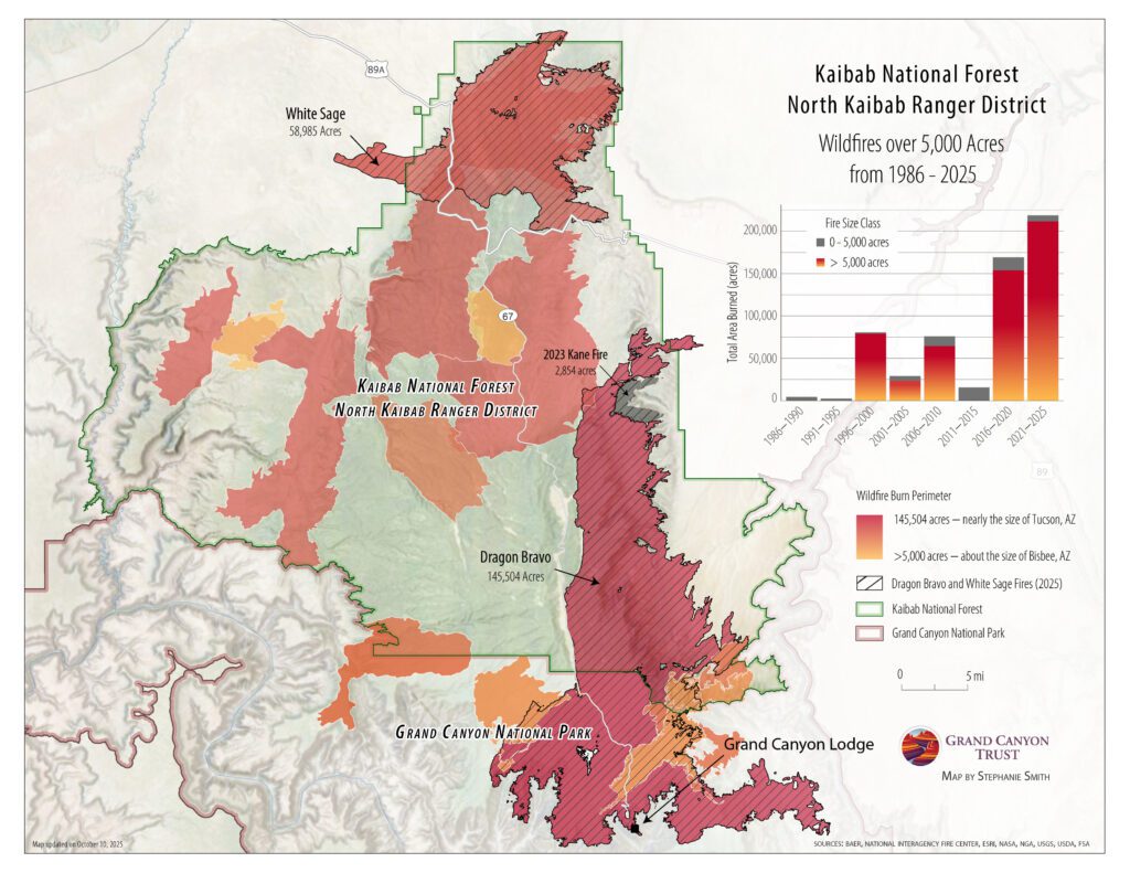 Map of Fires on Grand Canyon's North Rim 1986-2025 Map | Grand Canyon Trust